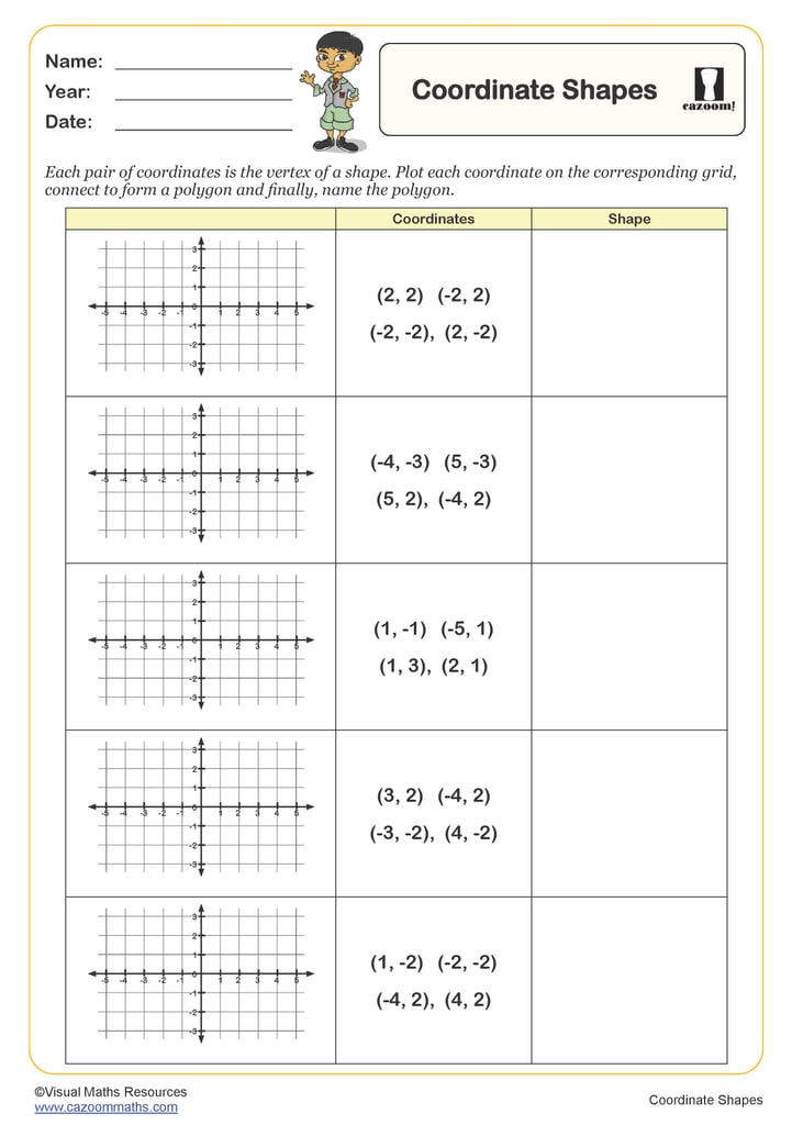 Coordinate Shapes Worksheet | Fun and Engaging Year 6 PDF Worksheets