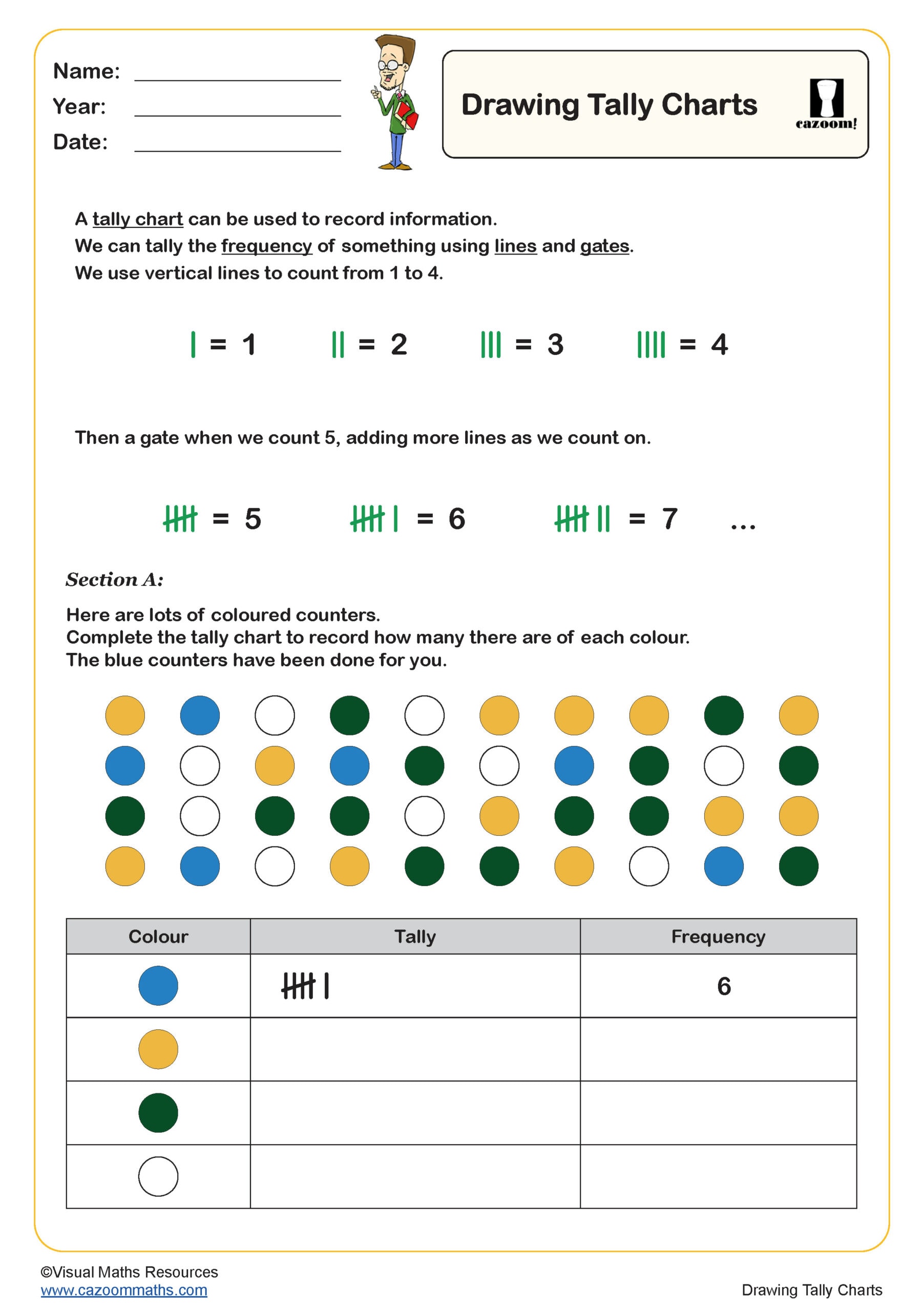Drawing Tally Charts Worksheet | PDF printable Algebra and Statistics ...