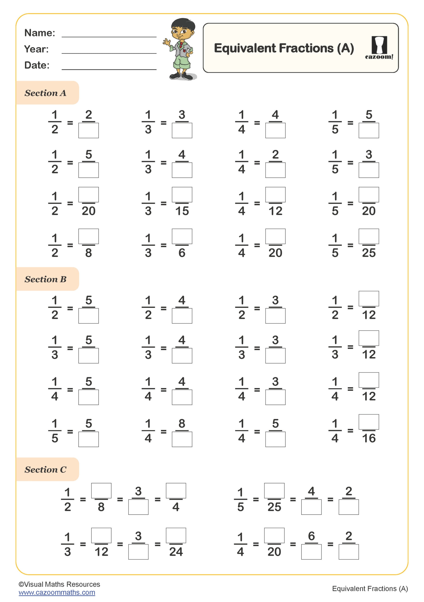 Equivalent Fractions (A) Example | FREE Teaching Resources