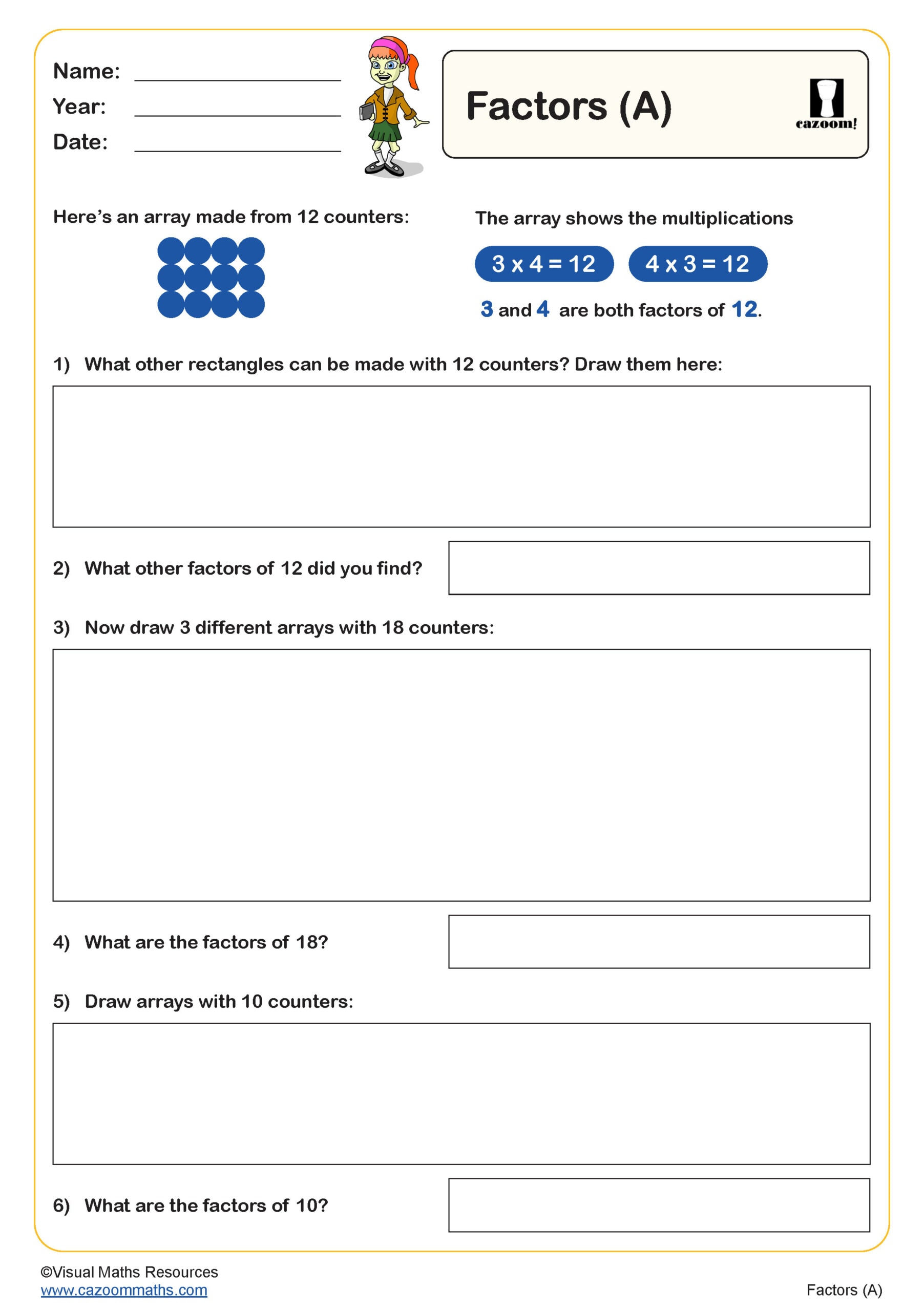 Array Worksheets | Printable PDF Maths Worksheets