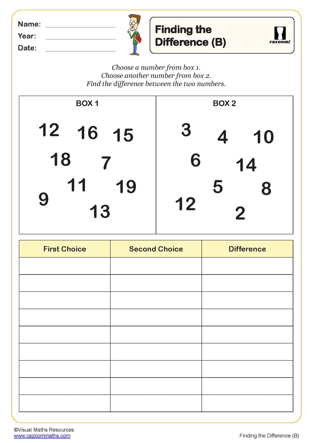 Find Pairs with a Difference of 1 Worksheet | Fun and Engaging Year 2 ...