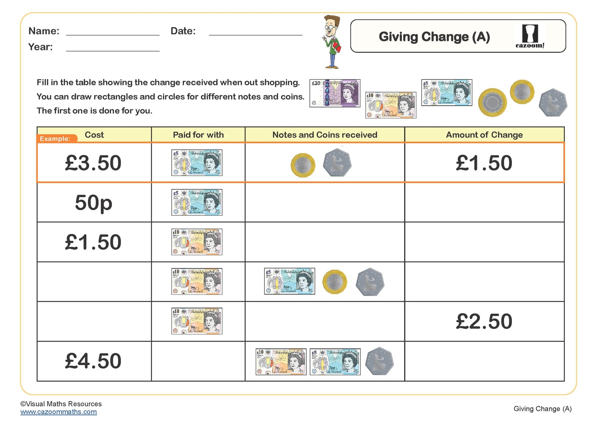 Giving Change (B) Worksheet | Fun and Engaging Year 3 PDF Worksheets