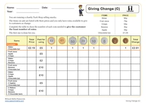 Giving Change (B) Worksheet | Fun and Engaging Year 3 PDF Worksheets