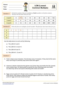 LCM (Lowest Common Multiple) Worksheet | Key Stage 2 PDF Number Worksheets