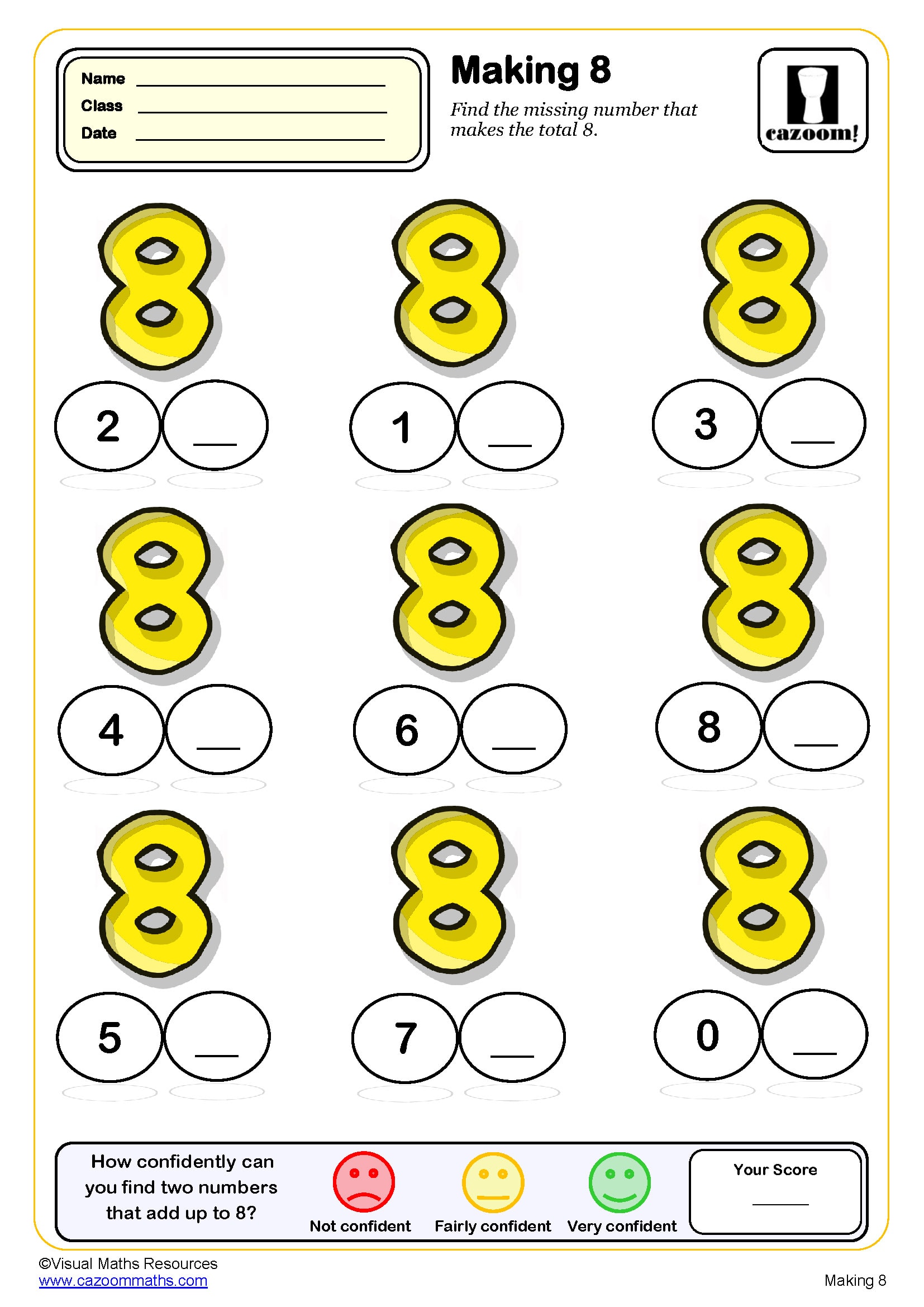 Making 8 Worksheet | PDF printable Addition Worksheets