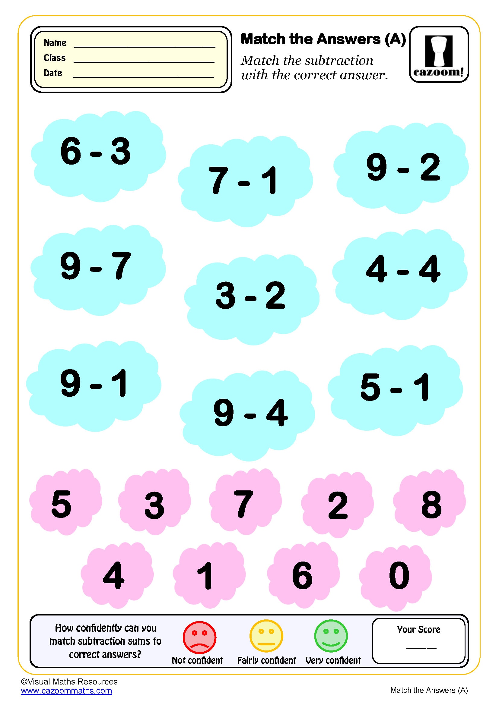 Year 1 Subtraction Worksheets Free