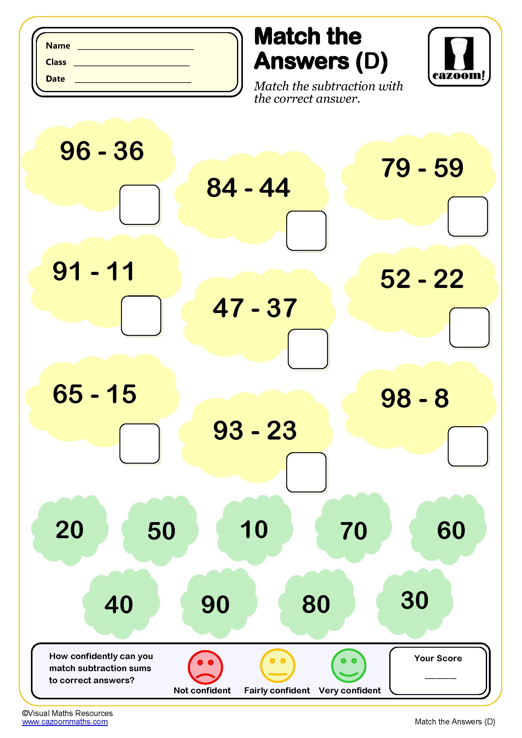 Match the Answers (D) Worksheet | Fun and Engaging Year 2 PDF Worksheets