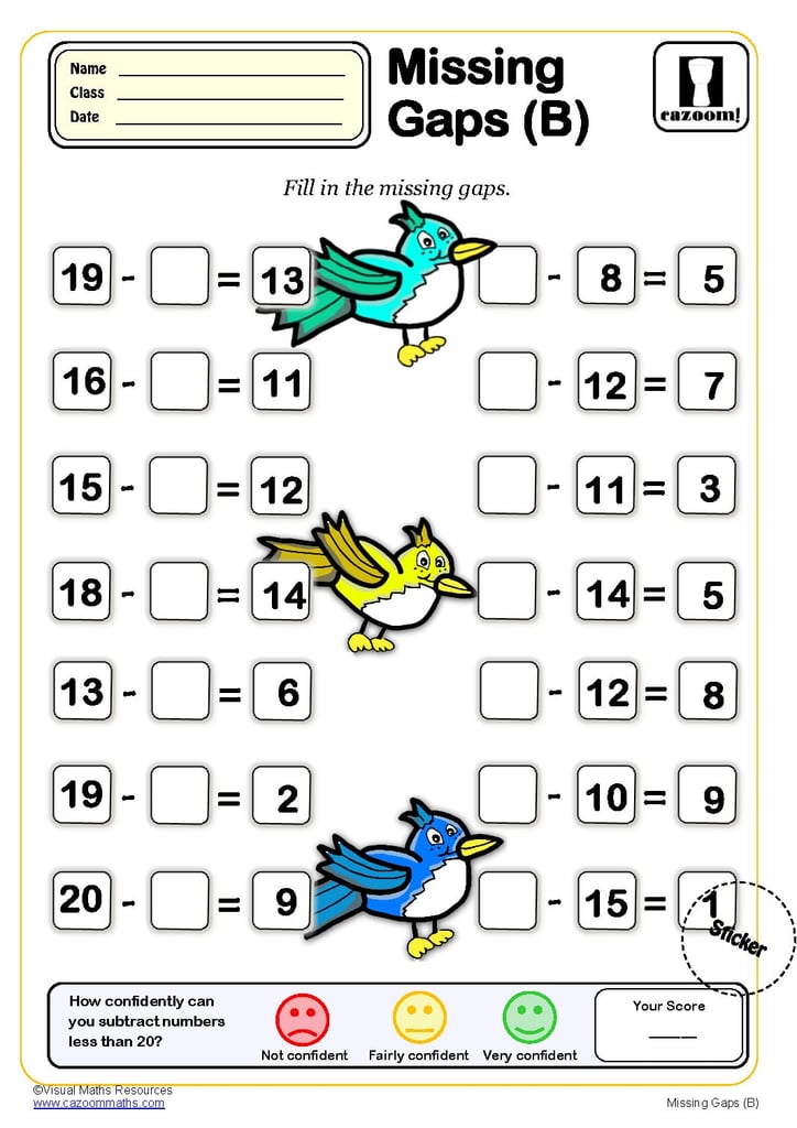 Missing Gaps (A) Worksheet | Fun and Engaging Year 2 PDF Worksheets