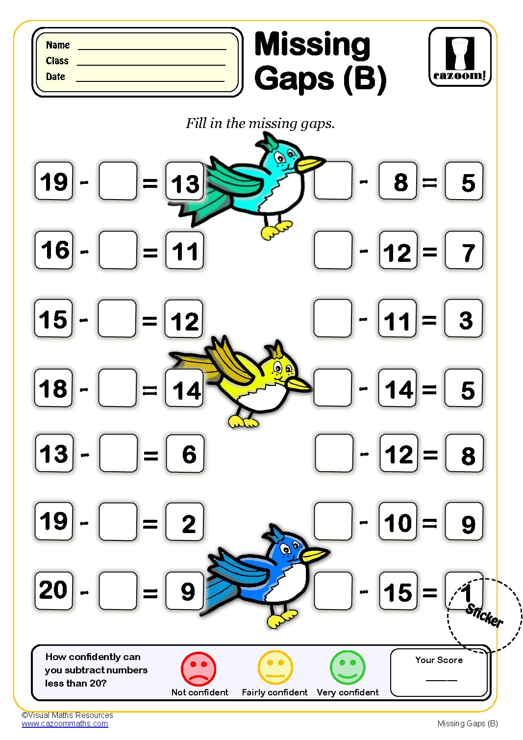 Missing Gaps (A) Worksheet | Fun and Engaging Year 2 PDF Worksheets