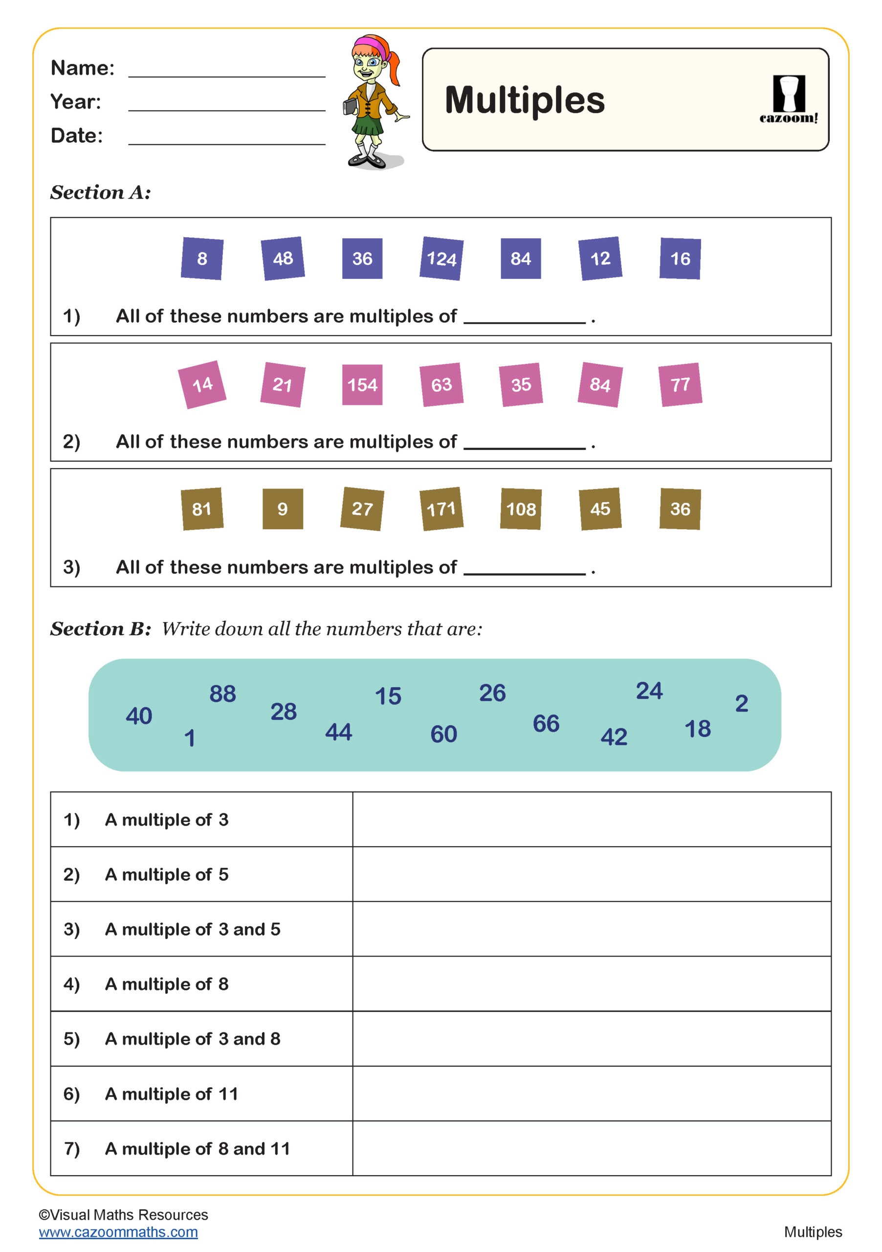 Cube Numbers Worksheet | PDF printable Number Worksheets