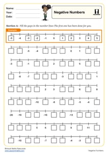 Negative Numbers Worksheet | Key Stage 2 PDF Number Worksheets