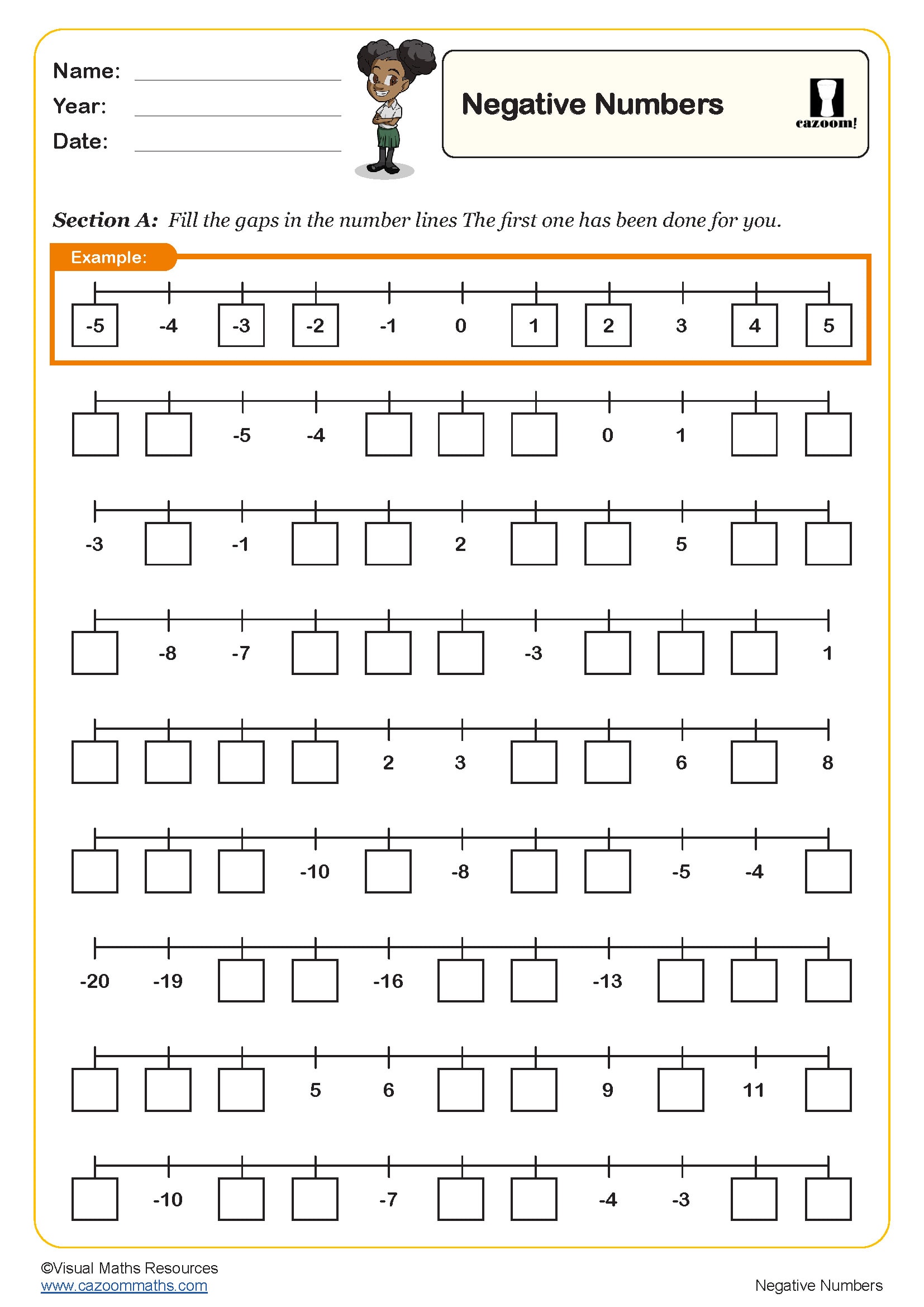 Compare and Order Positive and Negative Numbers Worksheet | Fun and ...