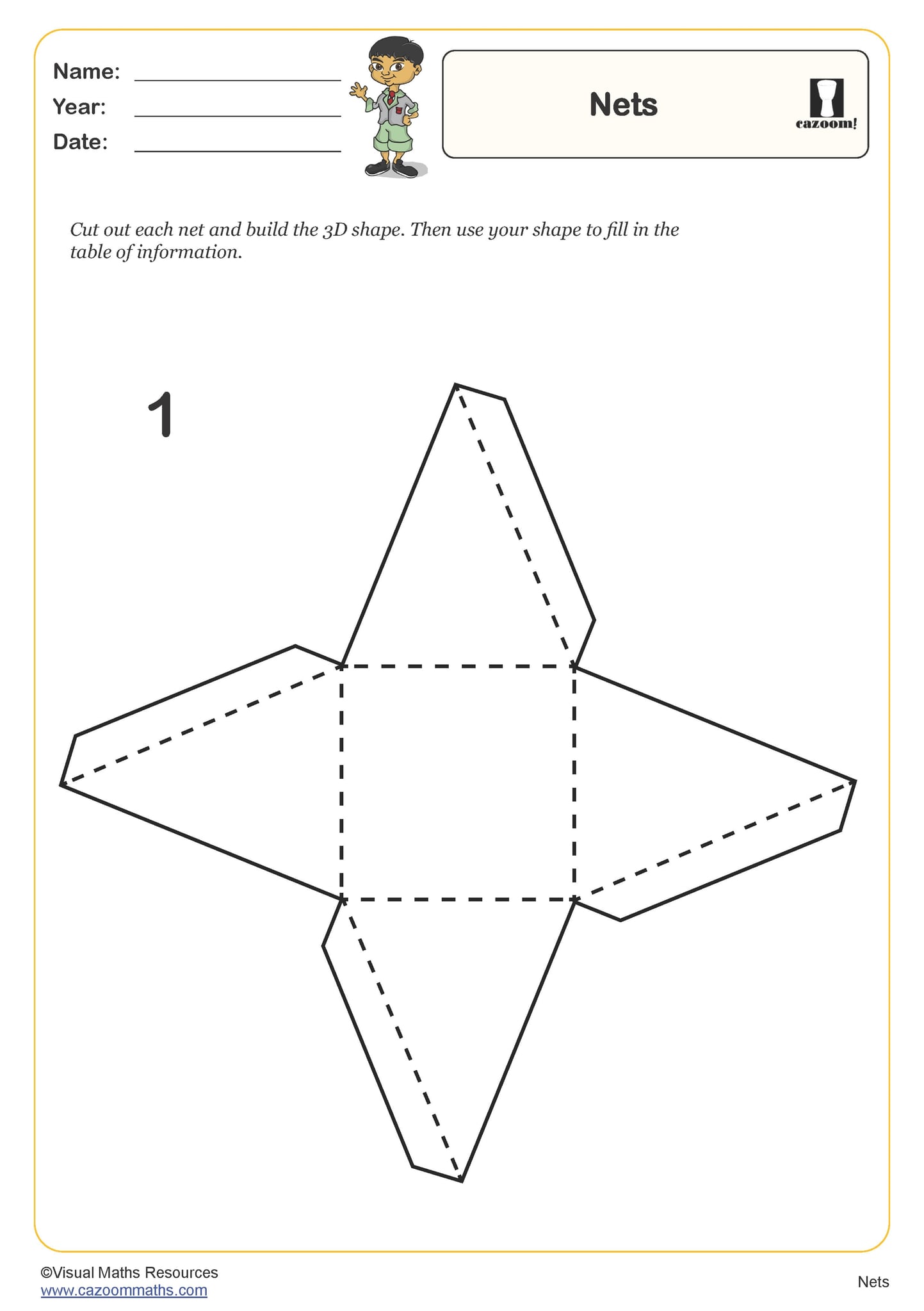 Nets Worksheet | Key Stage 2 PDF Geometry Worksheets