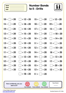 Number bonds to 10 with number lines Worksheet | PDF printable Addition ...