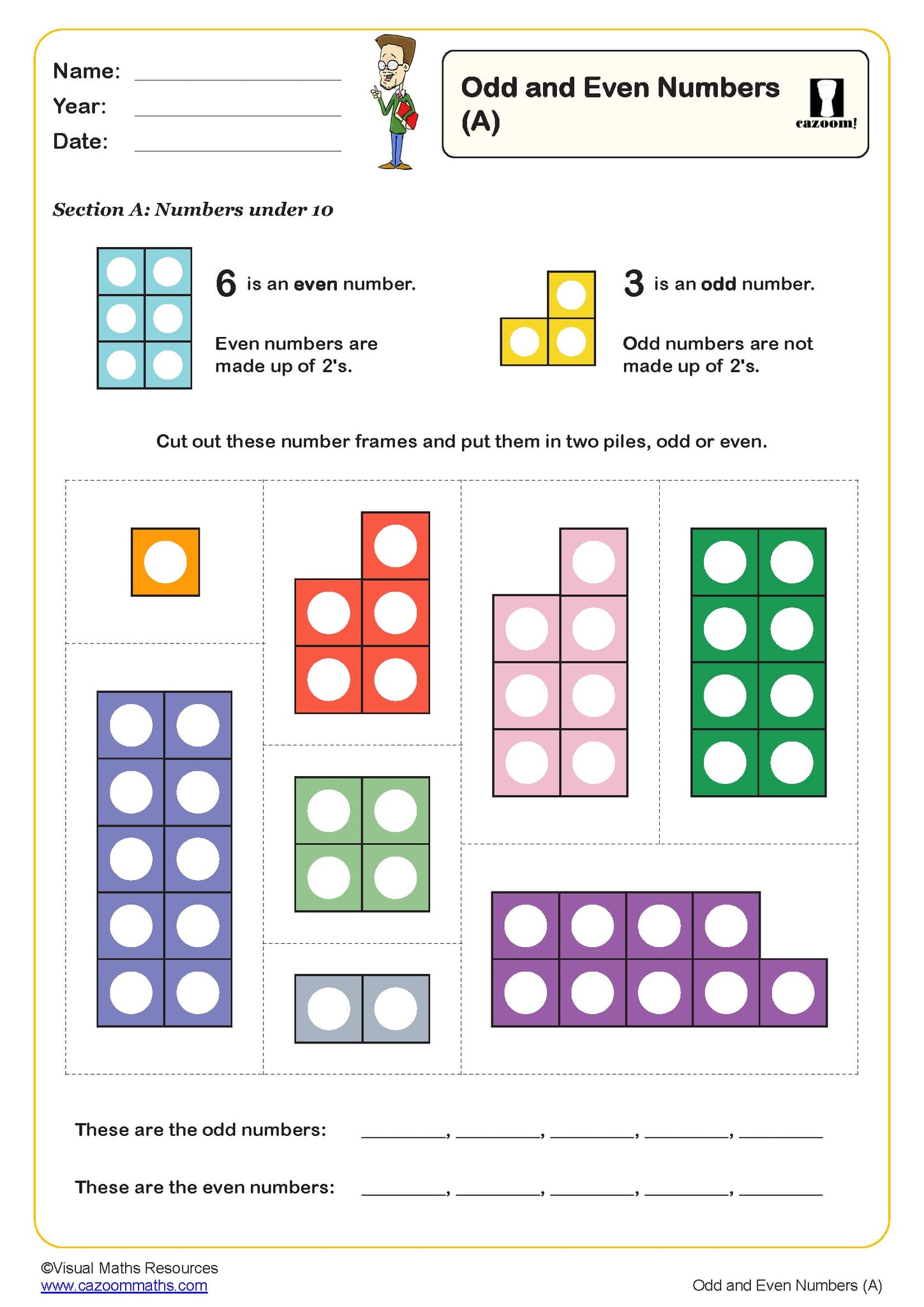 Odd and Even Numbers (A) Worksheet | Fun and Engaging Year 2 PDF Worksheets