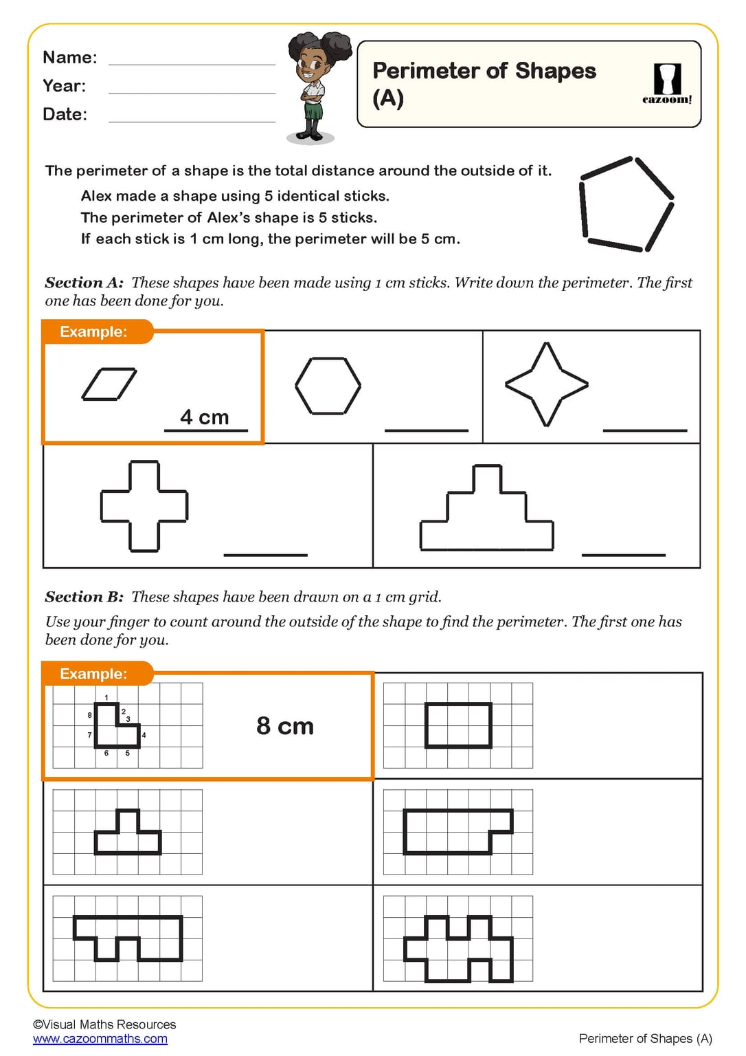 Perimeter of Shapes (A) Worksheet | PDF printable Measurement Worksheets