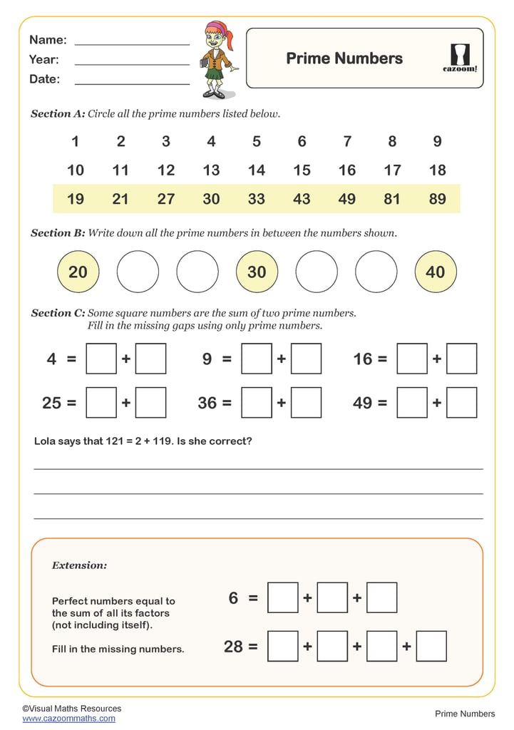 Prime Number Maze Worksheet | Fun and Engaging Year 5 PDF Worksheets