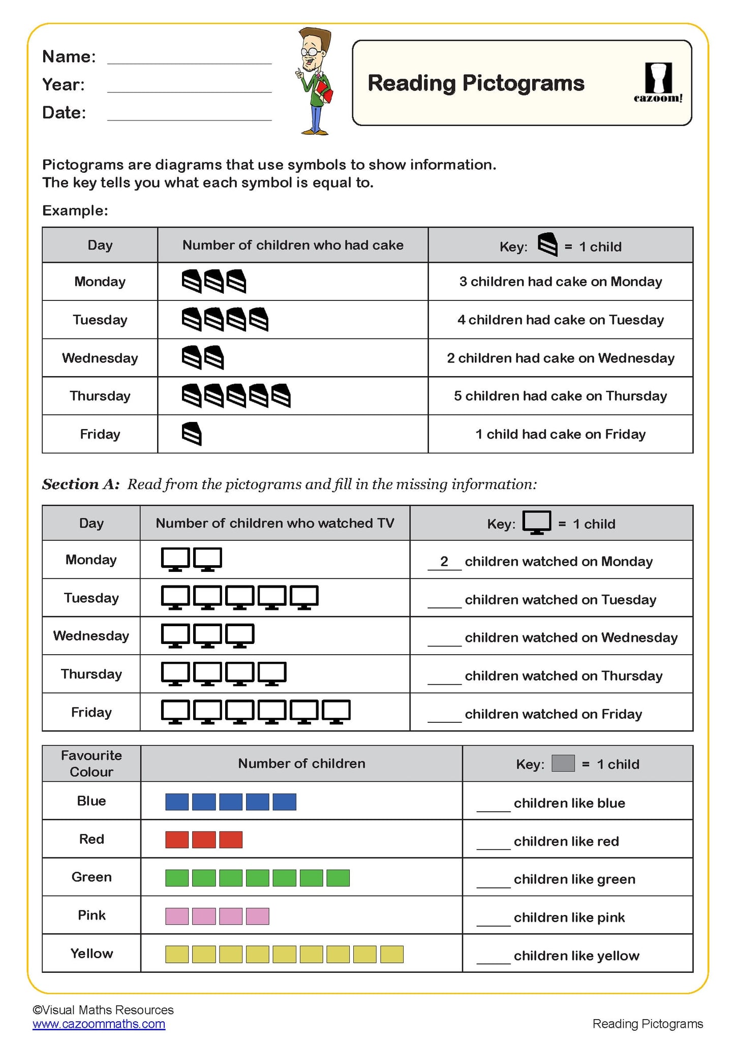 Reading Pictograms Worksheet | Fun and Engaging Year 2 PDF Worksheets