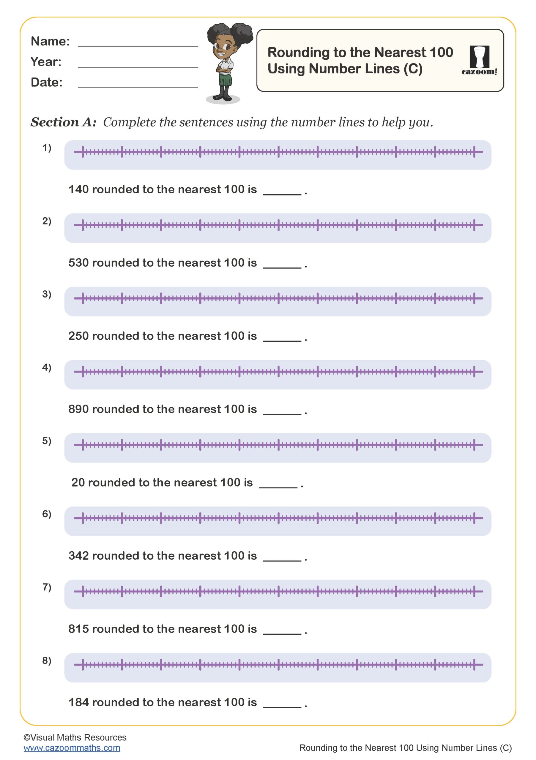 Rounding Charts Worksheet | Printable PDF Year 4 and 5 Number Worksheet