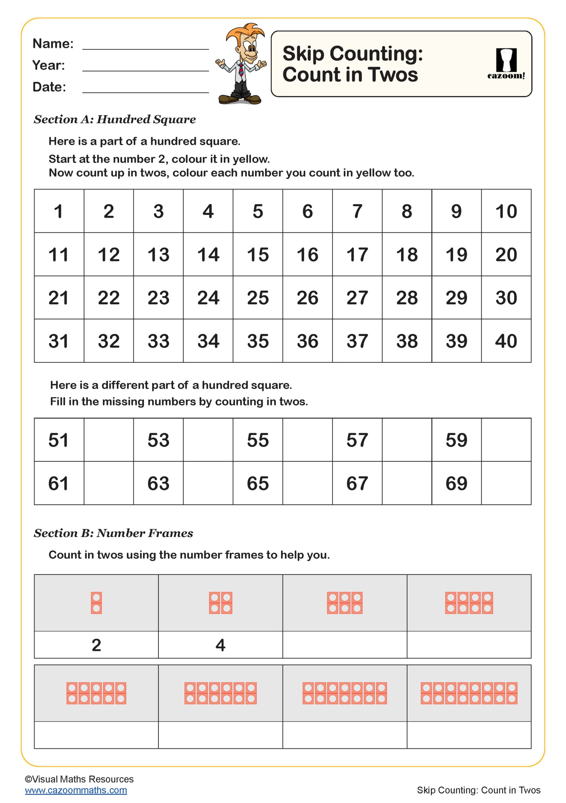 Counting Forwards and Counting Backwards Worksheet | Key Stage 1 PDF ...