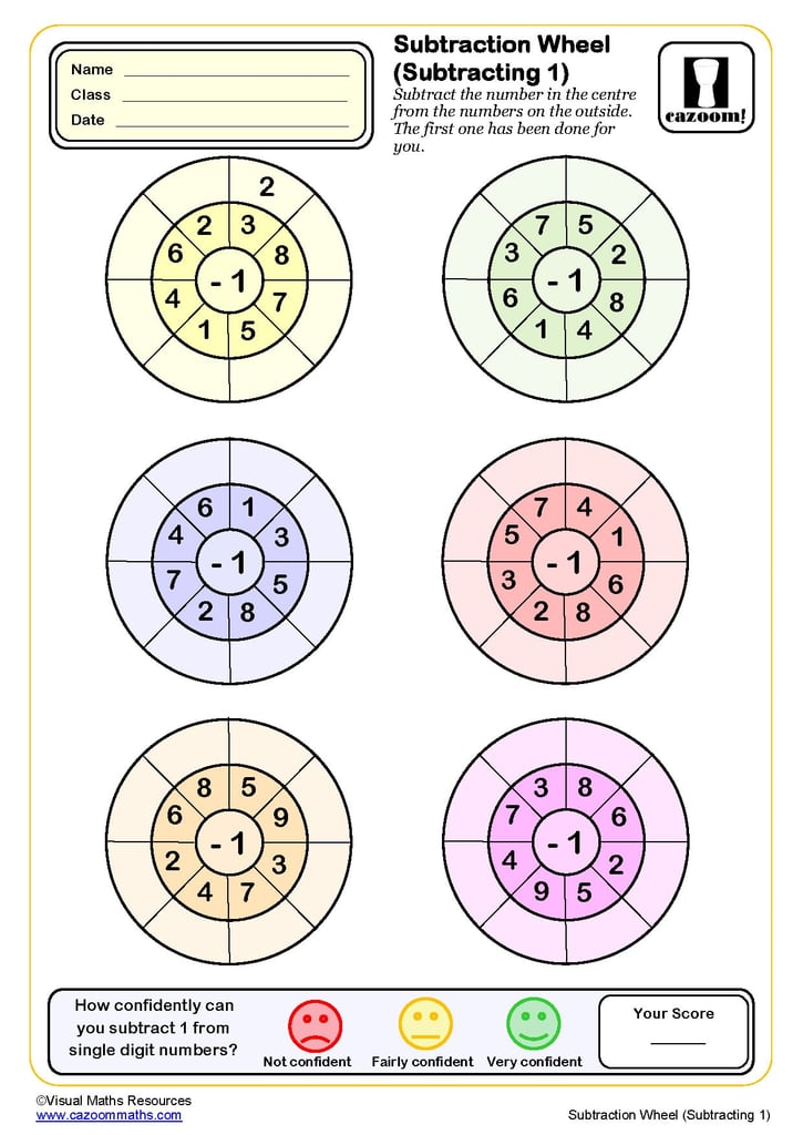Subtraction Wheels Worksheet (Subtracting 2) | Key Stage 1 PDF ...