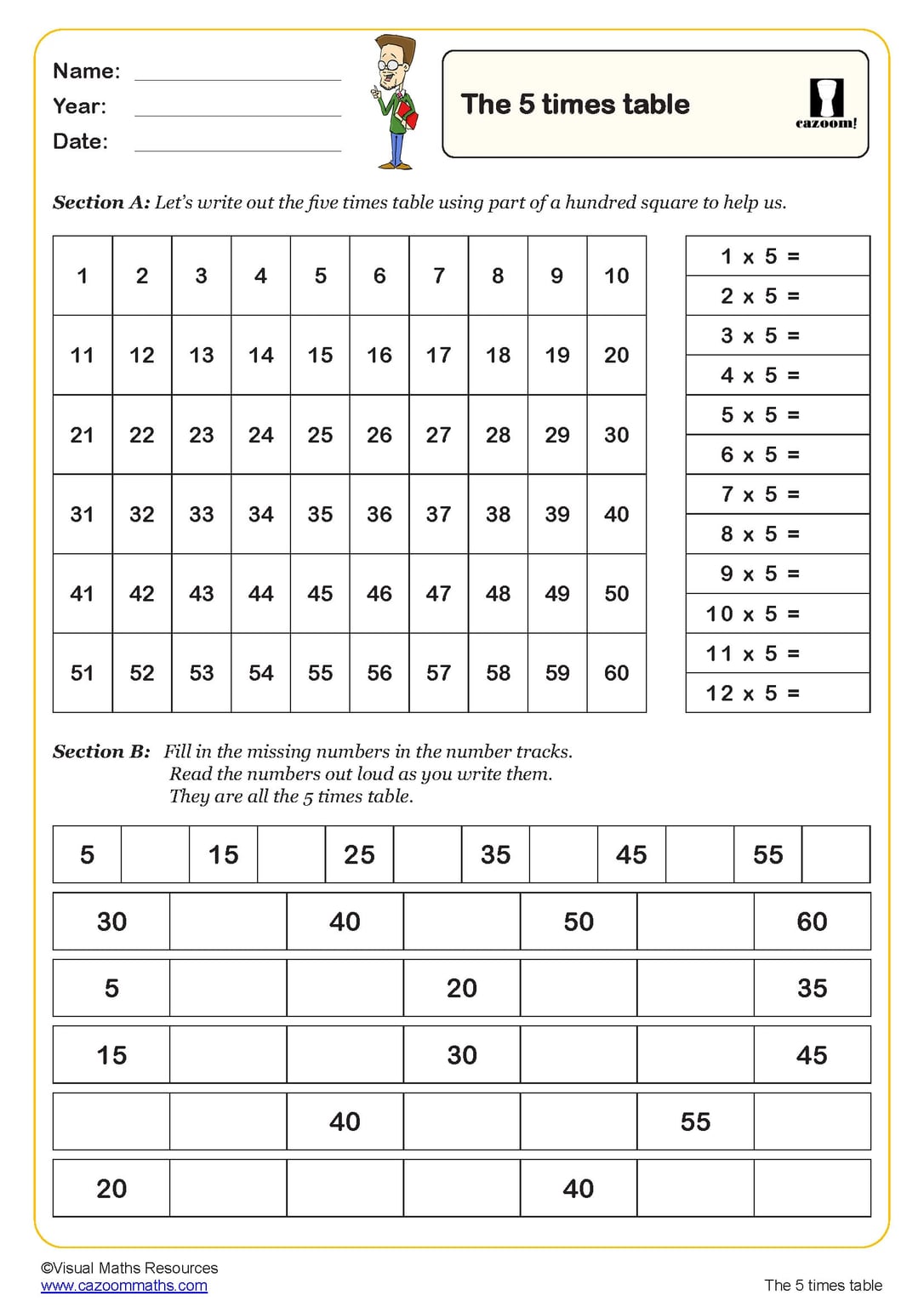 The Three Times Table Worksheet | PDF printable Number Worksheets