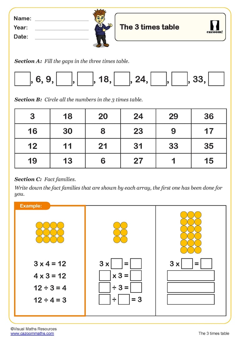 The Eight Times Table Worksheet | Key Stage 2 PDF Number Worksheets