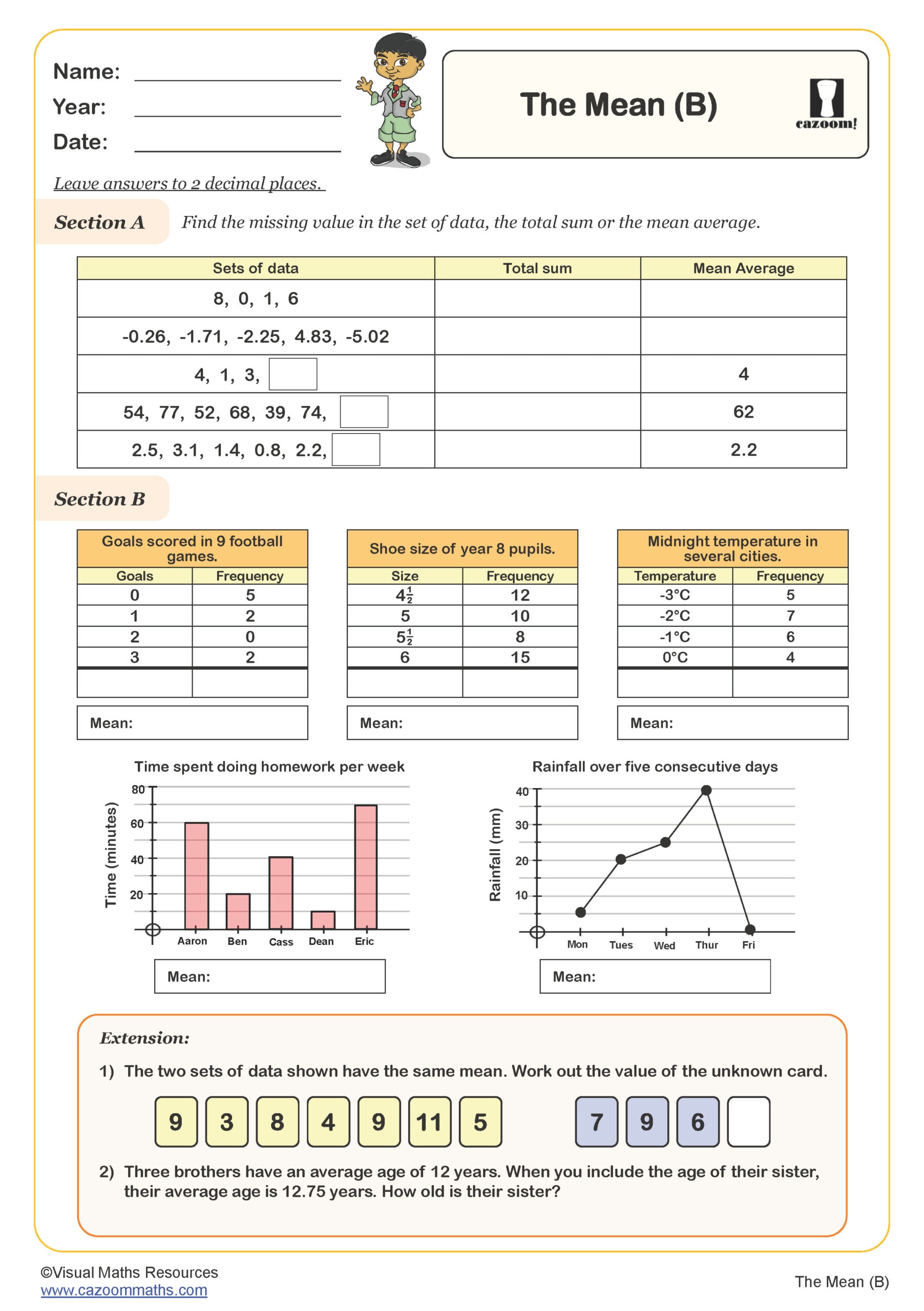 The Mean (A) Worksheet | Fun and Engaging Year 6 PDF Worksheets