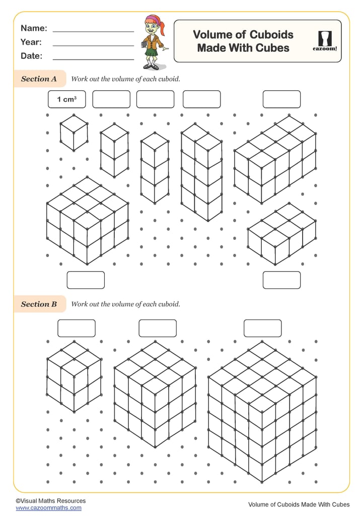 Volume of Cuboids Made With Cubes Worksheet | Fun and Engaging Year 5 ...