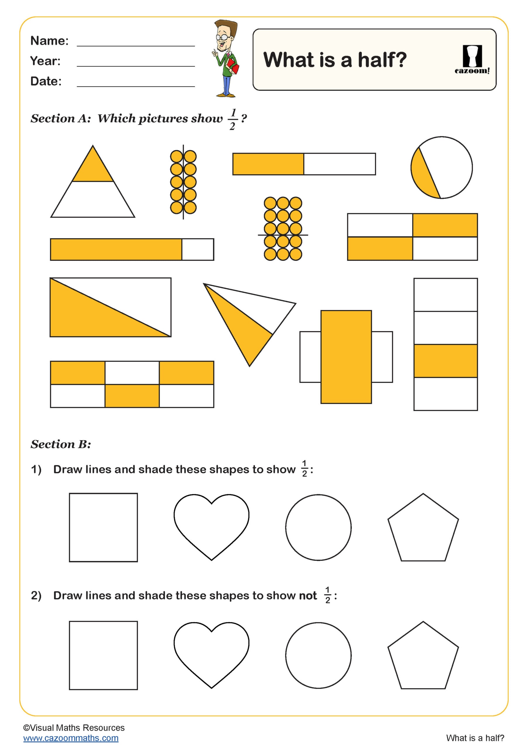 What is a Half Worksheet | Fun and Engaging Year 2 PDF Worksheets