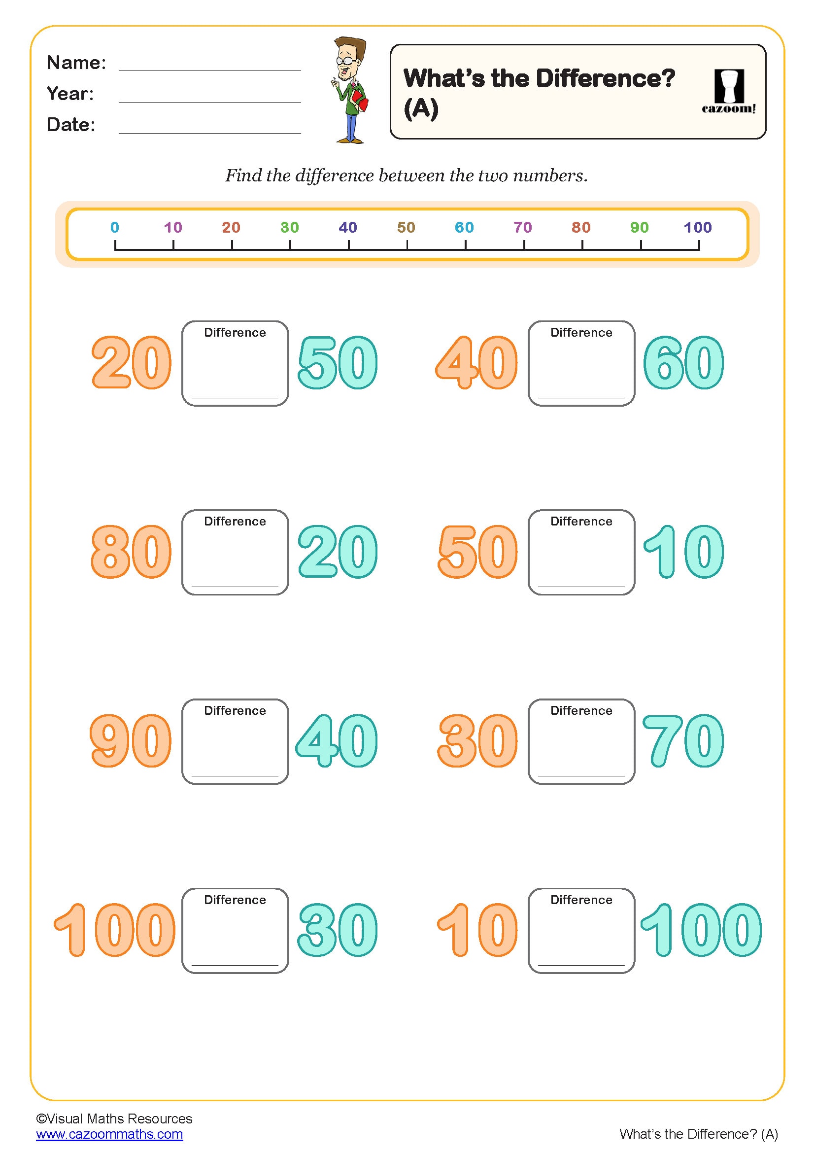 Working with the Difference Worksheets - Printable Find the Difference ...