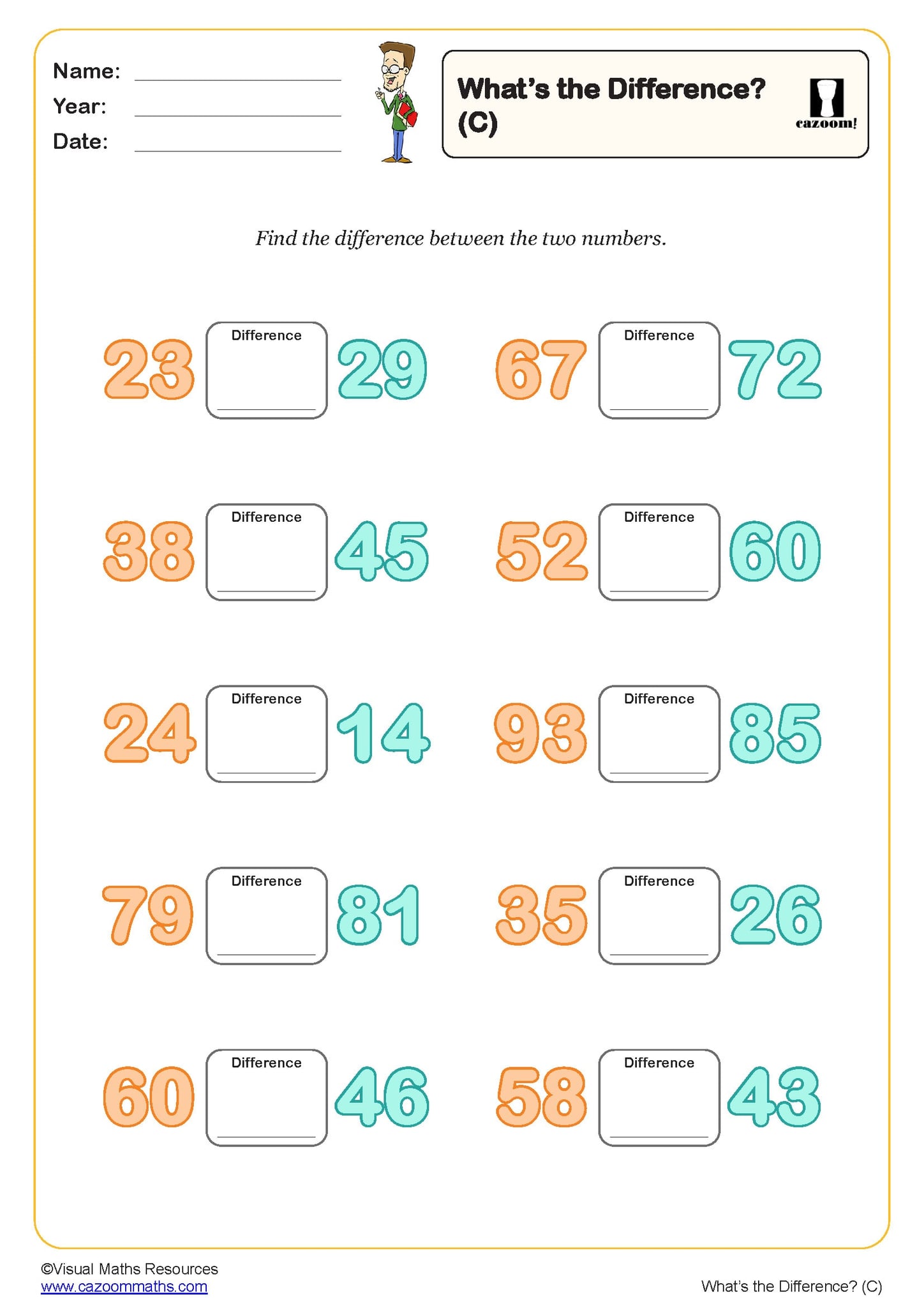 What’s the Difference? (C) Worksheet | Fun and Engaging Year 2 PDF ...