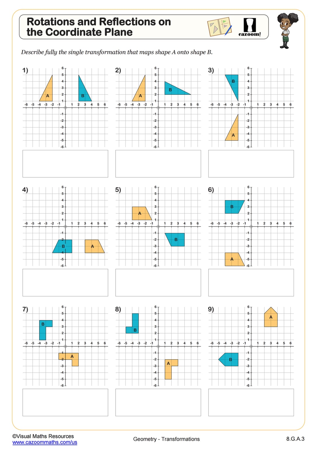 Rotation (C) Worksheet | Cazoom Maths Worksheets