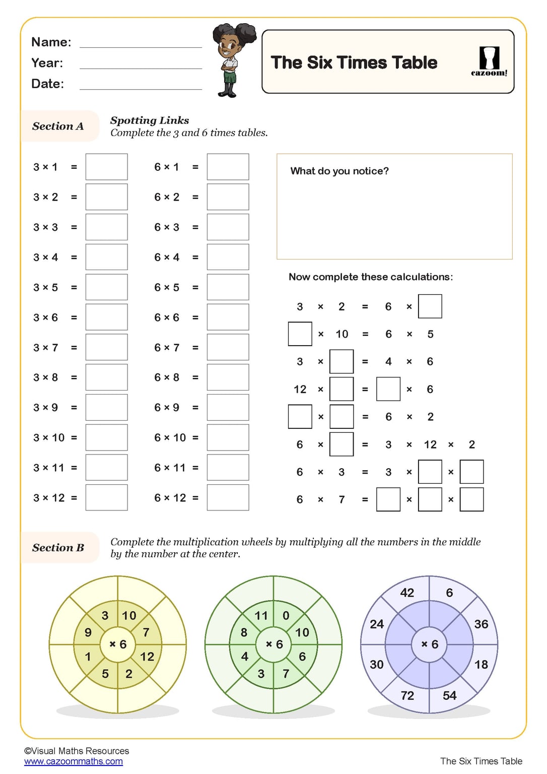 The Seven Times Table Worksheet | Key Stage 2 PDF Number Worksheets