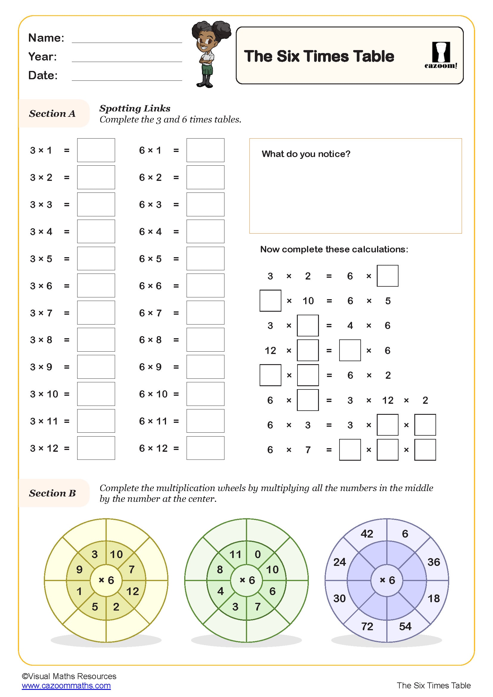 The Seven Times Table Worksheet | Key Stage 2 PDF Number Worksheets