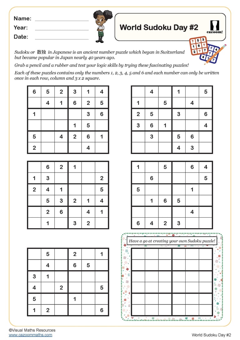 World Sudoku Day Worksheets - Fun Printable Sudoku Worksheets