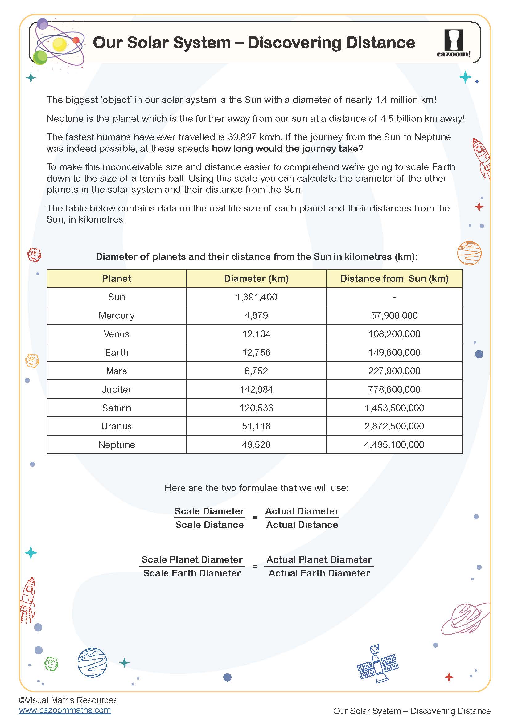 Our Solar System - Discovering Size Worksheet | Fun and Engaging PDF ...