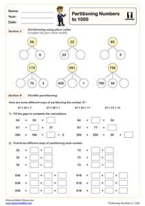 Partitioning Numbers Worksheet | PDF printable Number Worksheets