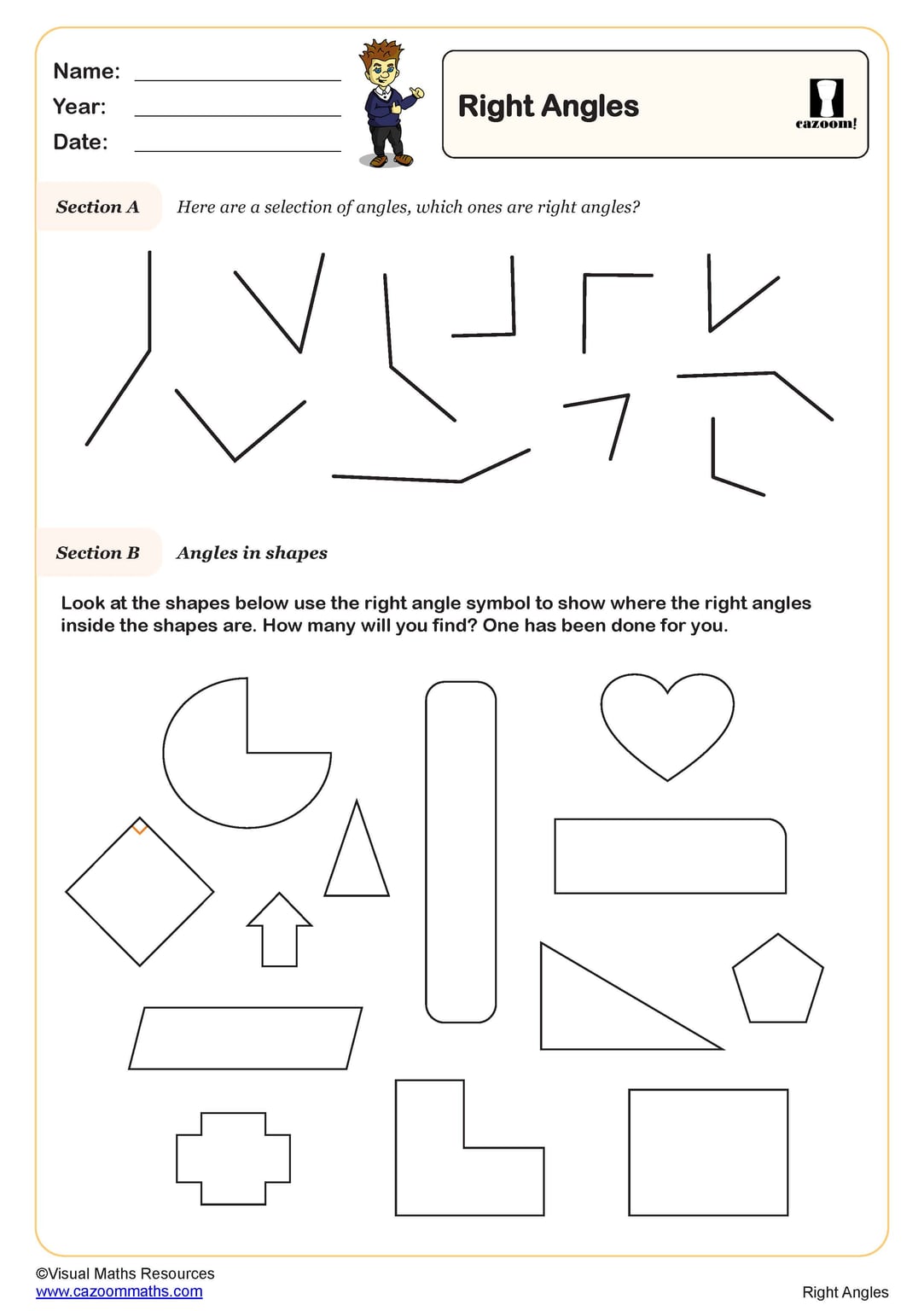 Right angles Worksheet | Fun and Engaging Year 3 PDF Worksheets