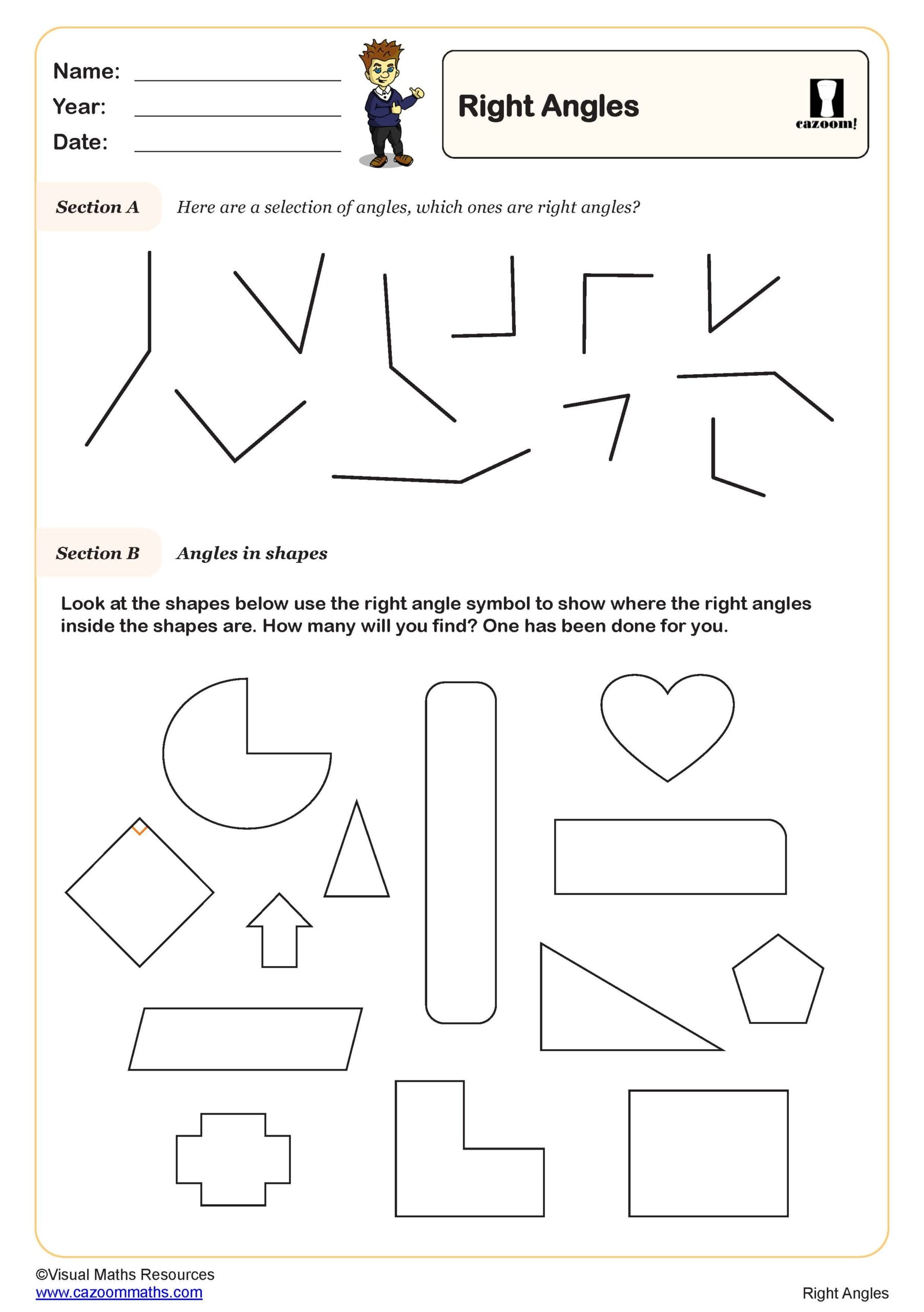 Right angles Worksheet | Fun and Engaging Year 3 PDF Worksheets