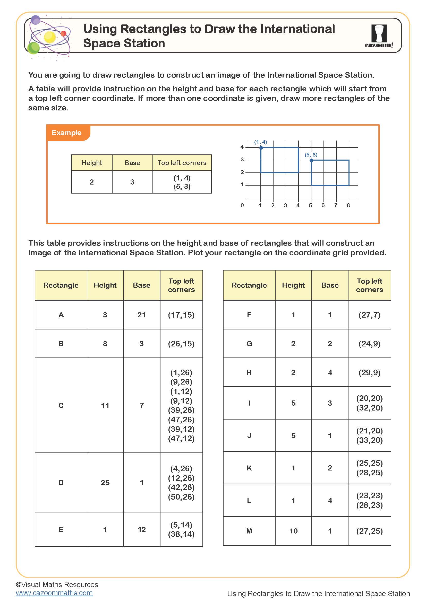 Using Rectangles to Draw the International Space Station Worksheet ...