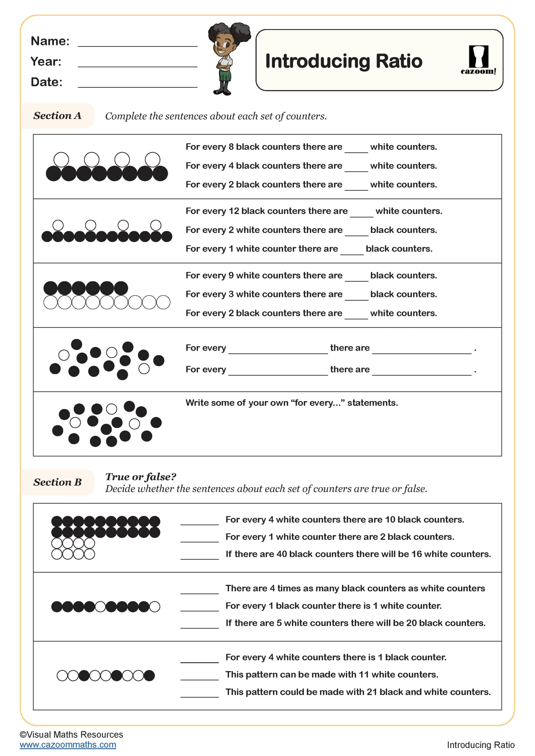 Ratio and Fractions Worksheet | PDF printable Number Worksheets