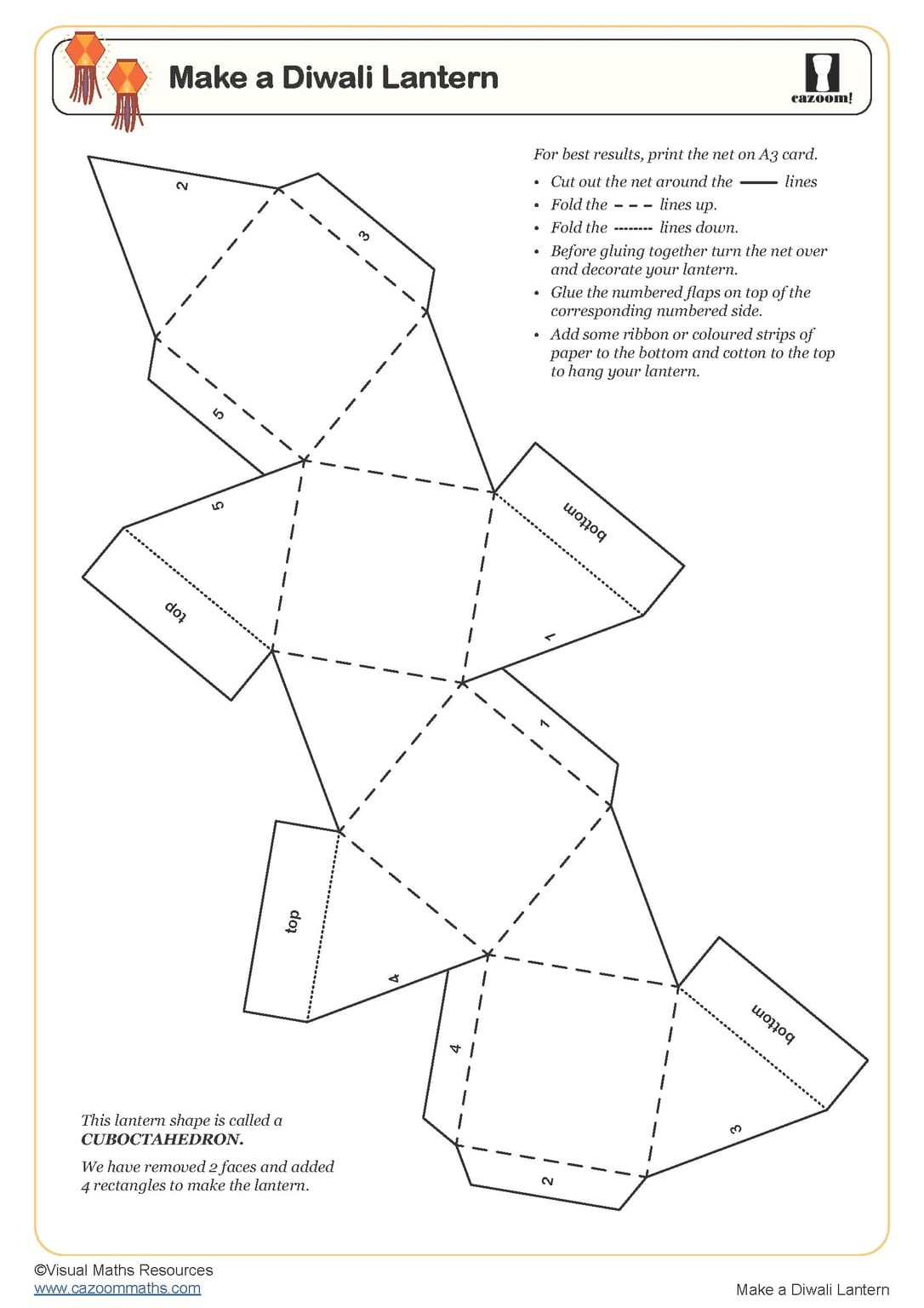 Make a Diwali Lantern Worksheet | Fun and Engaging PDF Worksheets