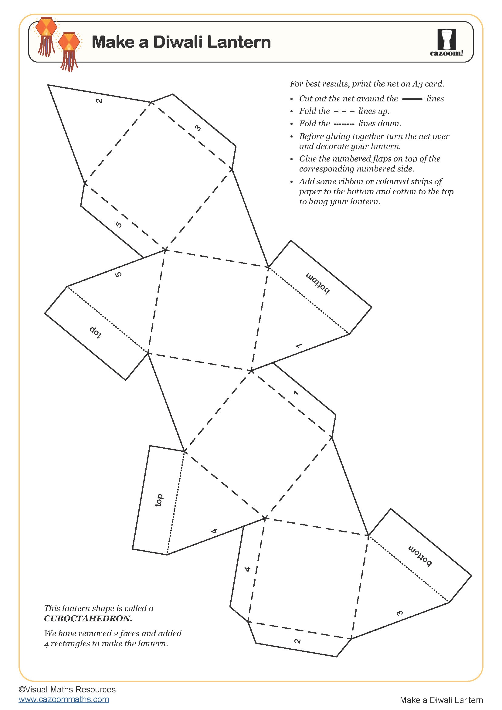 Make a Diwali Lantern Worksheet | Fun and Engaging PDF Worksheets