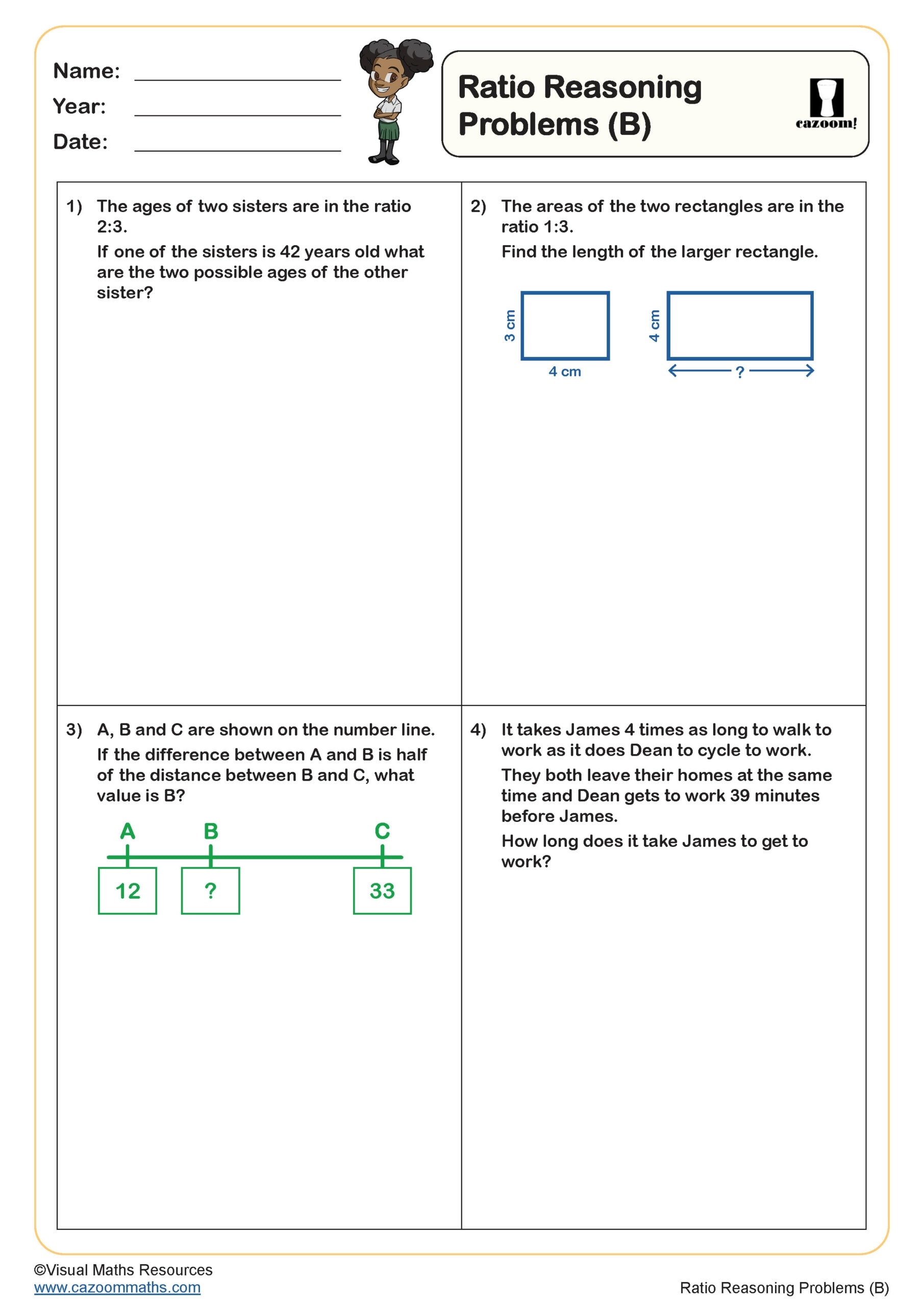 Ratio Reasoning Problems (B) Worksheet | Fun and Engaging Year 6 PDF ...