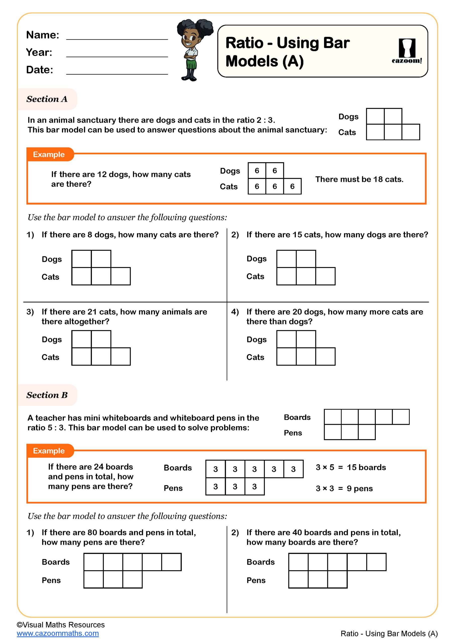 Ratio and Fractions Worksheet | PDF printable Number Worksheets