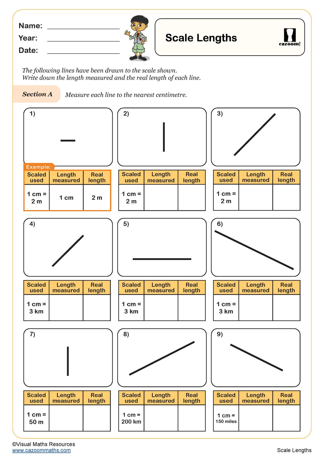 Scale Lengths Worksheet | Key Stage 2 PDF Number Worksheets