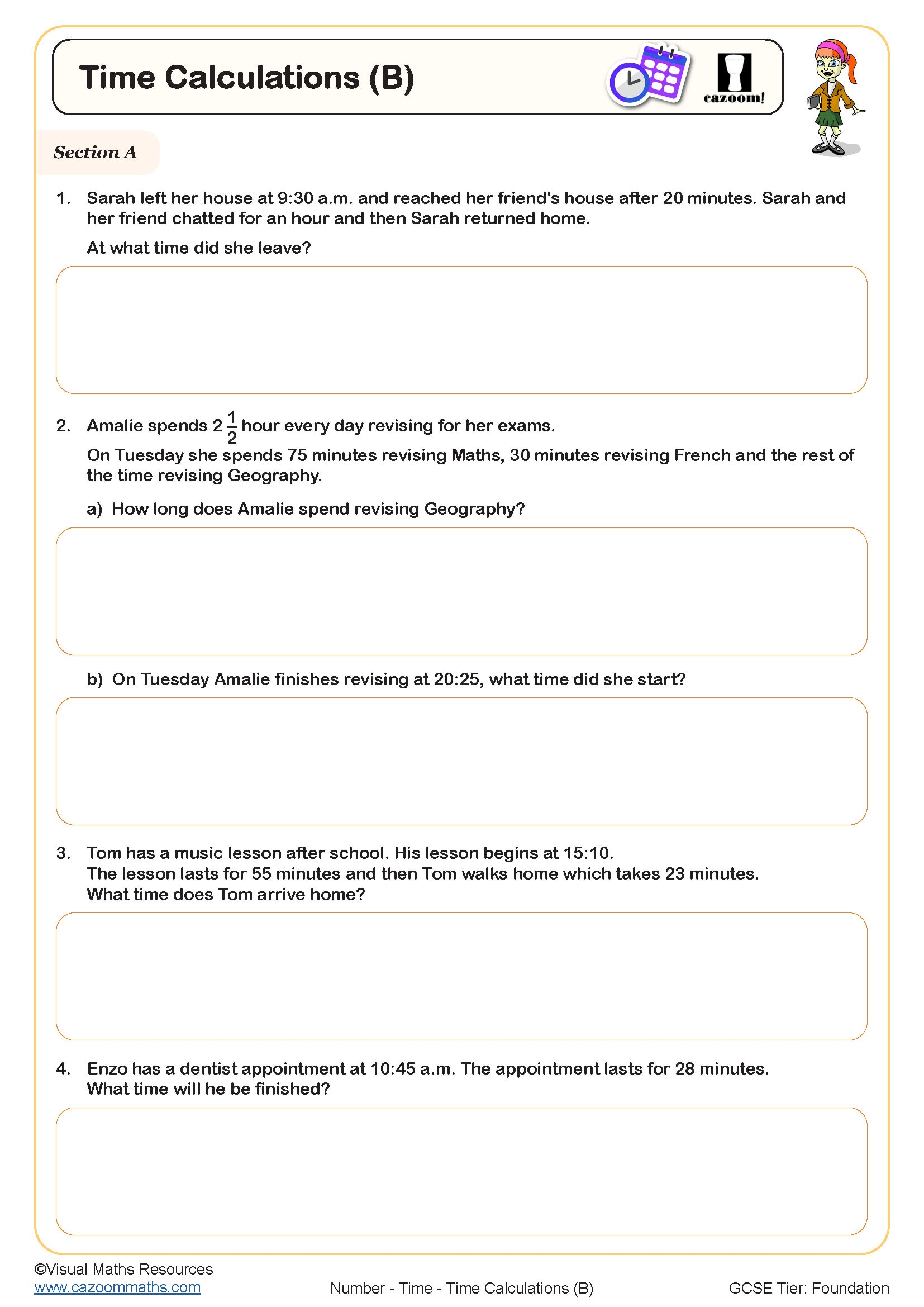 Year 7 Time Worksheets | PDF Printable Worksheets