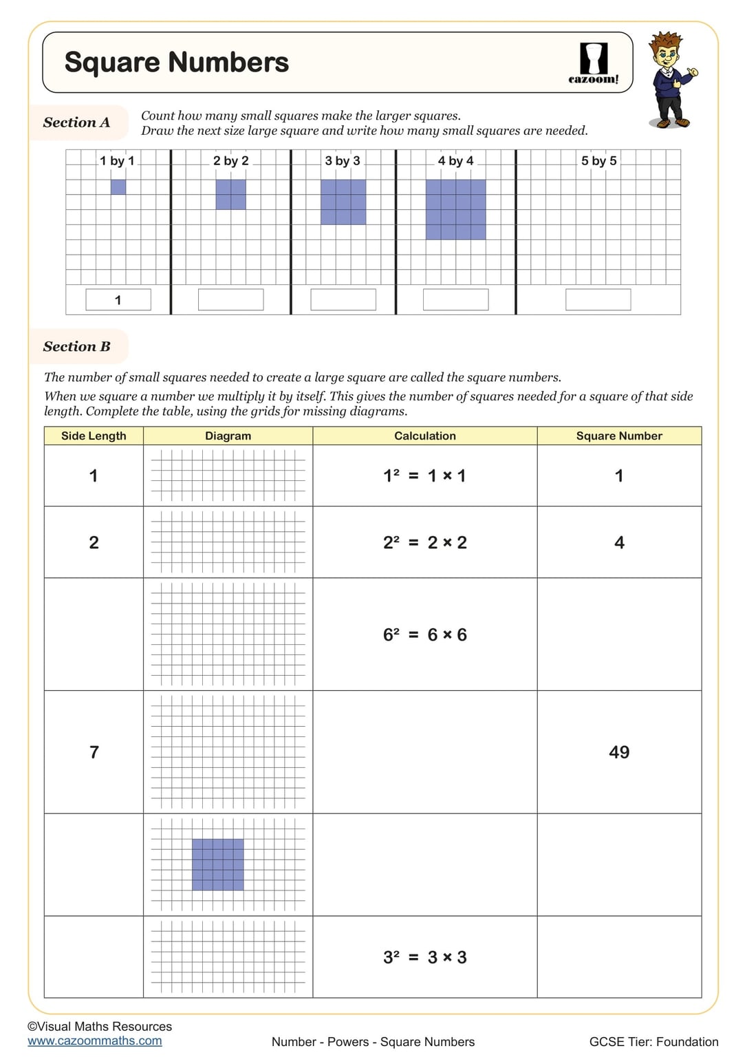 Cube Numbers Worksheet | Printable Year 7 and 8 Number Worksheet