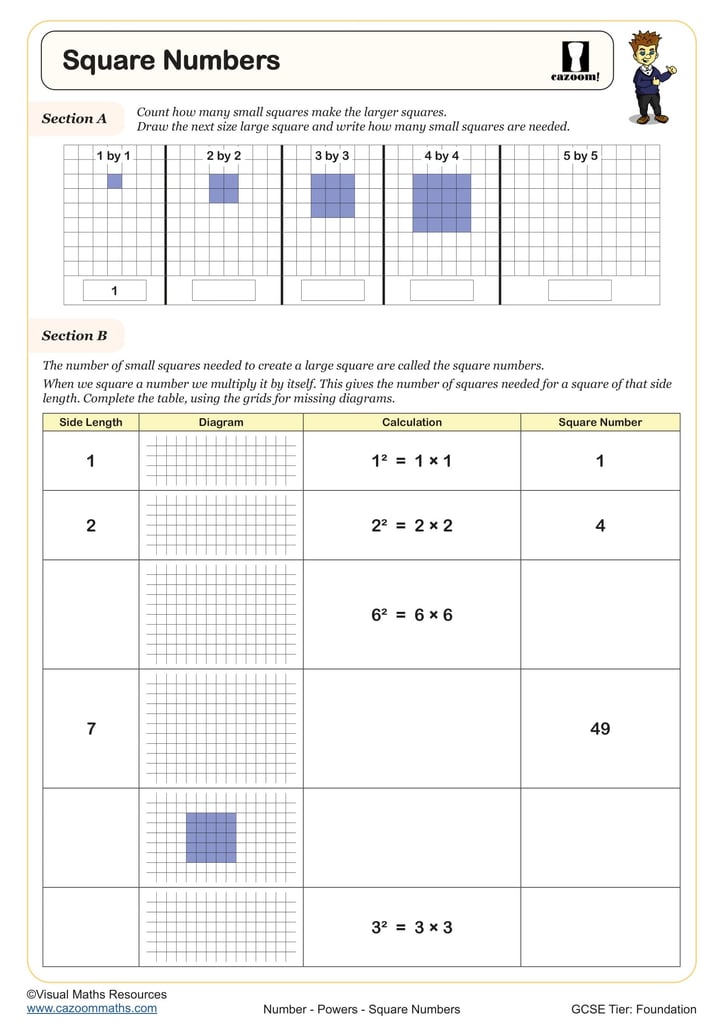 Cube Numbers Worksheet | Printable Year 7 and 8 Number Worksheet